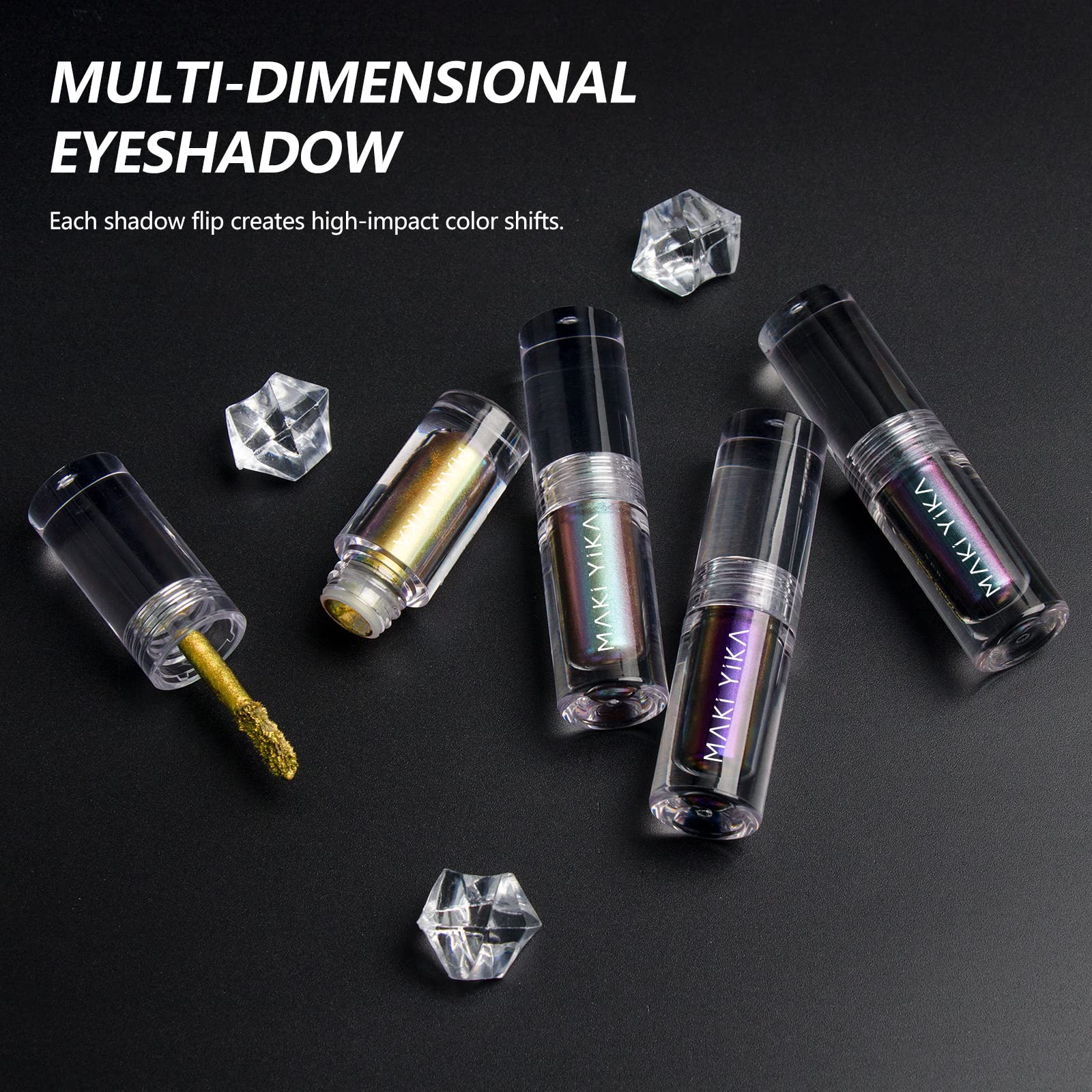 MAKI YIKA 3Pc Glitter Eyeshadow Liquid Multichrome Eyeshadows Long Lasting, Metallic Chameleon Eye Shadow Smudgeproof Holographic Multi-Dimensional Eye Looks (#1+5+6)