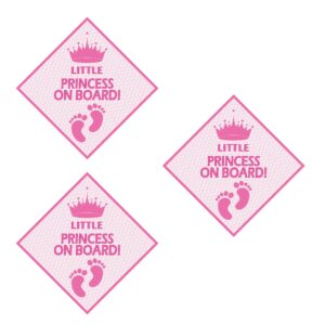 treearm little princess on board kids caring safety decal stickers, when kids are with you, waterproof vinyl noticeable baby protect pink stickers , set of 3 pack (4 inches on longer side ) for car,