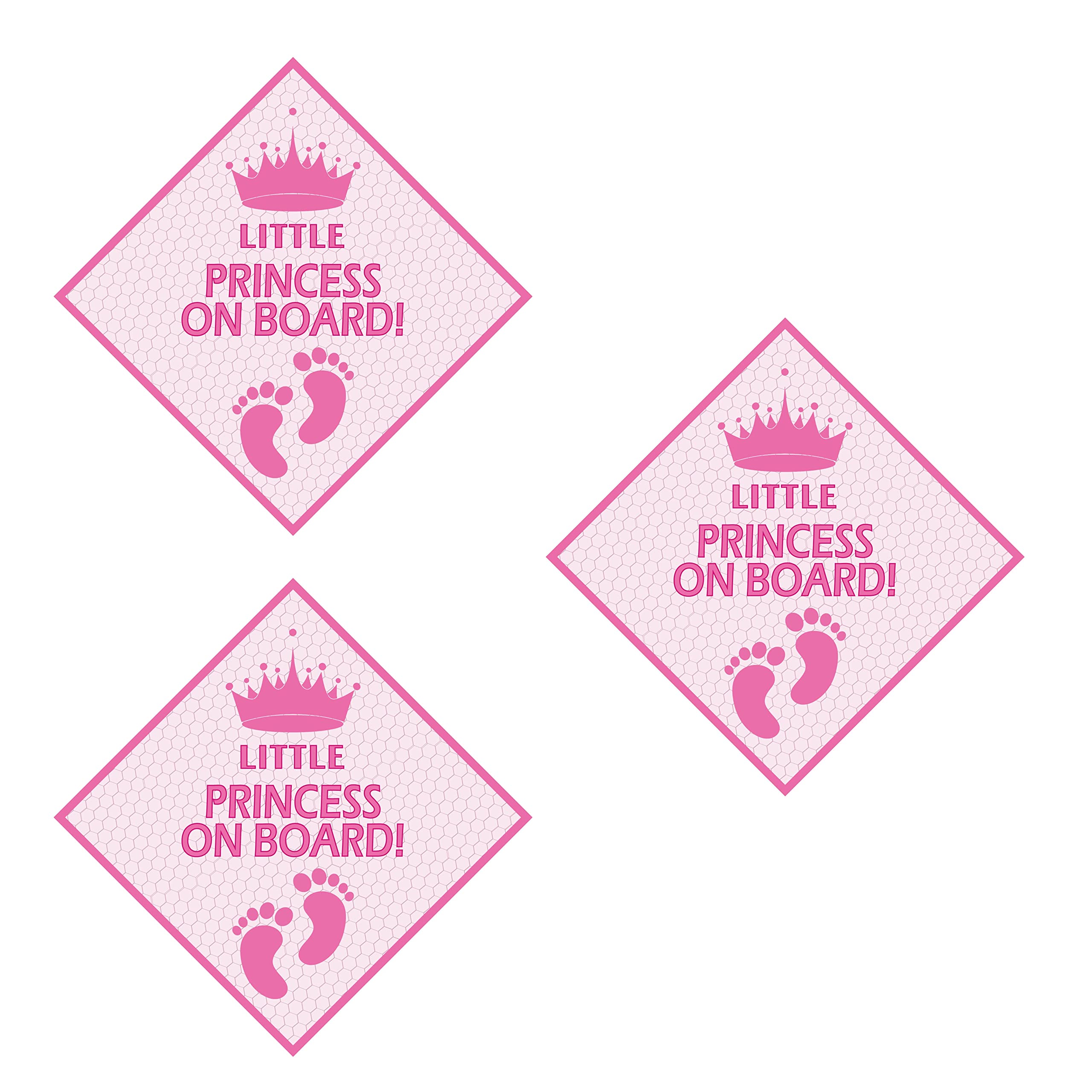 TreeArm Little Princess on Board Kids Caring Safety Decal Stickers, When Kids are with you, Waterproof Vinyl Noticeable Baby Protect Pink Stickers , Set of 3 Pack (4 Inches on Longer Side ) for Car,