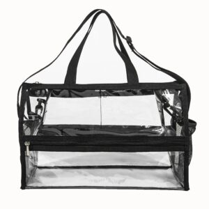 Game Changer Travel Bag Actor Bag Clear Vinyl PVC Makeup Cosmetic Toiletry Bag MUA Kits Organizer Bag Stadium Approved Clear Tote Gym Bag with Adjustable Strap for Home,Work,Concerts, Sports Events