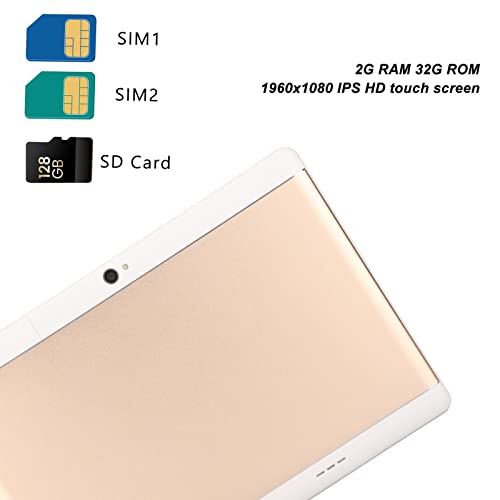 10in Tablet, PC Dual SIM Dual Standby Call Tablet for Android 11, Octa Core Processor, Built in 2GB 32GB Memory(Expandable to 128GB), HD Touch Screen, Front 200W Rear 500W Camera, Support WIFI(Gold)