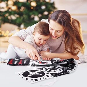 Vicloon Black and White Baby Toys, High Contrast Baby Book for Newborn 0-3 3-6 Months, Infant Tummy Time Toys, Early Education Sensory Toys, Visual Stimulation Folding Cloth Book for Boys Girls