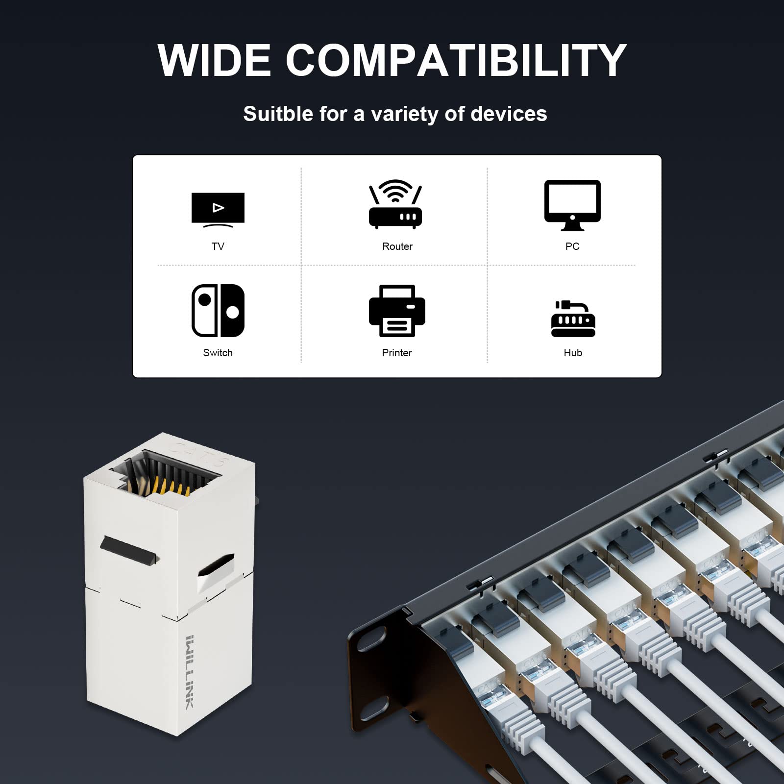 iwillink 10Gbps Patch Panel 24 Port, RJ45 Through Coupler Cat6 Patch Panel, STP Shielded Patch Panel 19-Inch 1U with Back Bar, Wallmount or Rackmount, Compatible with Cat5, Cat5e, Cat6 Cabling