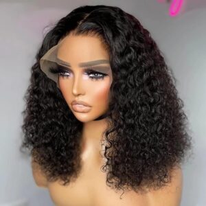 curly lace front wigs human hair 13x4 kinky curly hd lace frontal wig for women short curly human hair wigs pre plucked deep curly transparent lace wigs 180 density glueless human hair curly wigs