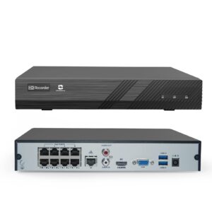 gwsecu 4k 8 channel poe nvr, 3mp/4mp/5mp/6mp/8mp h.265 network video recorder, supports up to 8x 8mp/4k ip cameras, 1 sata ports up to 10tb, remote access, no hard disk drive, nvr8p