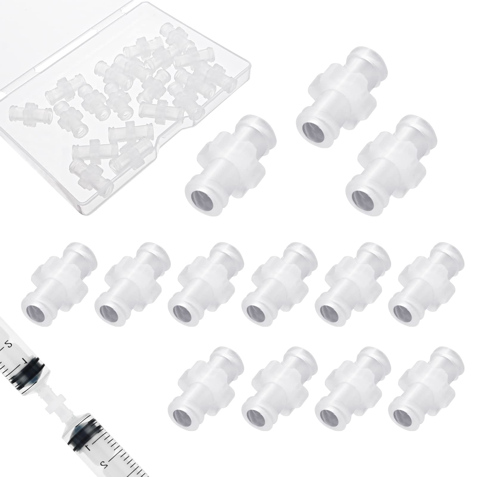 20 Pcs Syringe Adaptor, Luer Lock Female Luer Syringe to Syringe Transfer Joint Luer Lock Connector to Syringe Coupler Adapter Luer Adapter