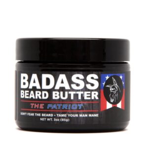 badass beard care beard butter for men - the patriot, 3 oz - made of natural ingrediens for healthy, soften and itchness free beard and mustache