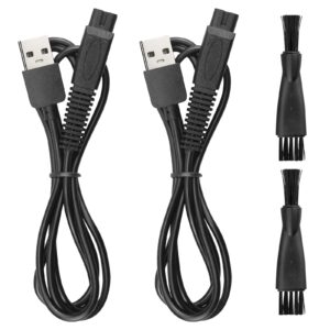 charger cord replacement for skull shaver pitbull gold pro, palm, platinum electric razor - usb cable 2-pack