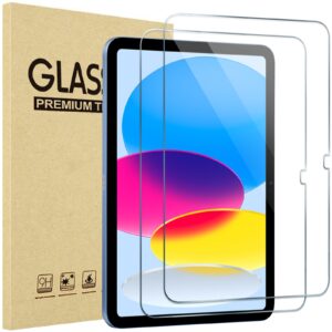 procase 2 pack screen protector for ipad 10th generation 2022 a2696/a2757/a2777 10.9 inch, tempered glass film guard for ipad 10 -clear