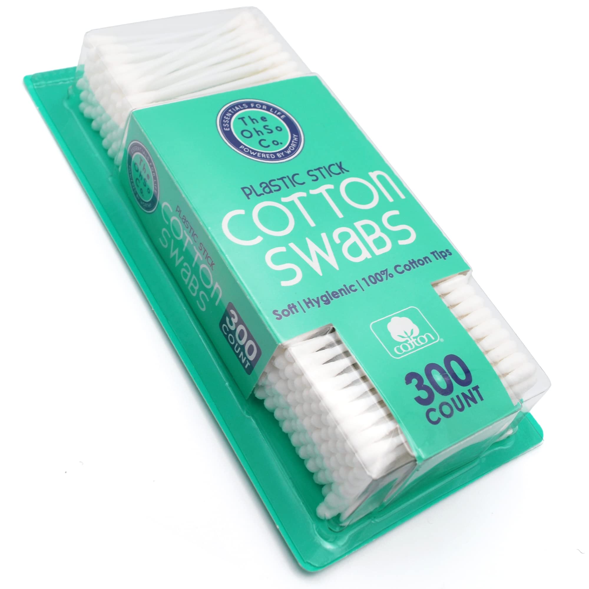 The OhSo Co. Cotton Swabs with Plastic Sticks, 300 count