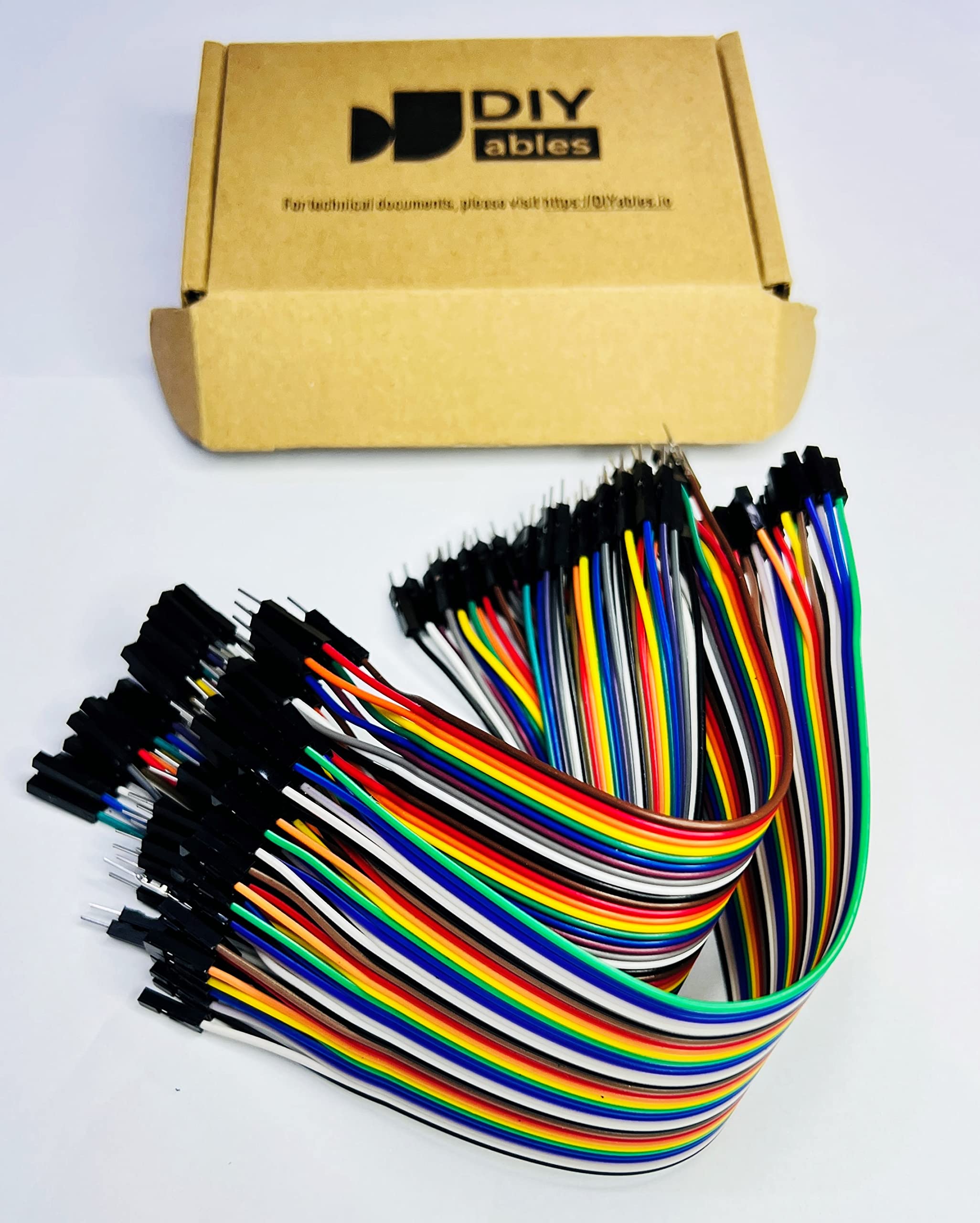 DIYables 120pcs Multicolored Jumper Wires for Prototyping Electronic Projects Arduino, ESP32, ESP8266, Raspberry Pi