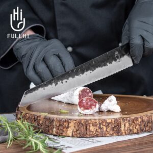 FULLHI 18pcs Japanese Gyuto Chef Knife set Professional Hand Forged Kitchen Chef Knife, 3 Layers 9CR18MOV High Carbon Meat Sushi Knife Rosewood Handle with knife bag