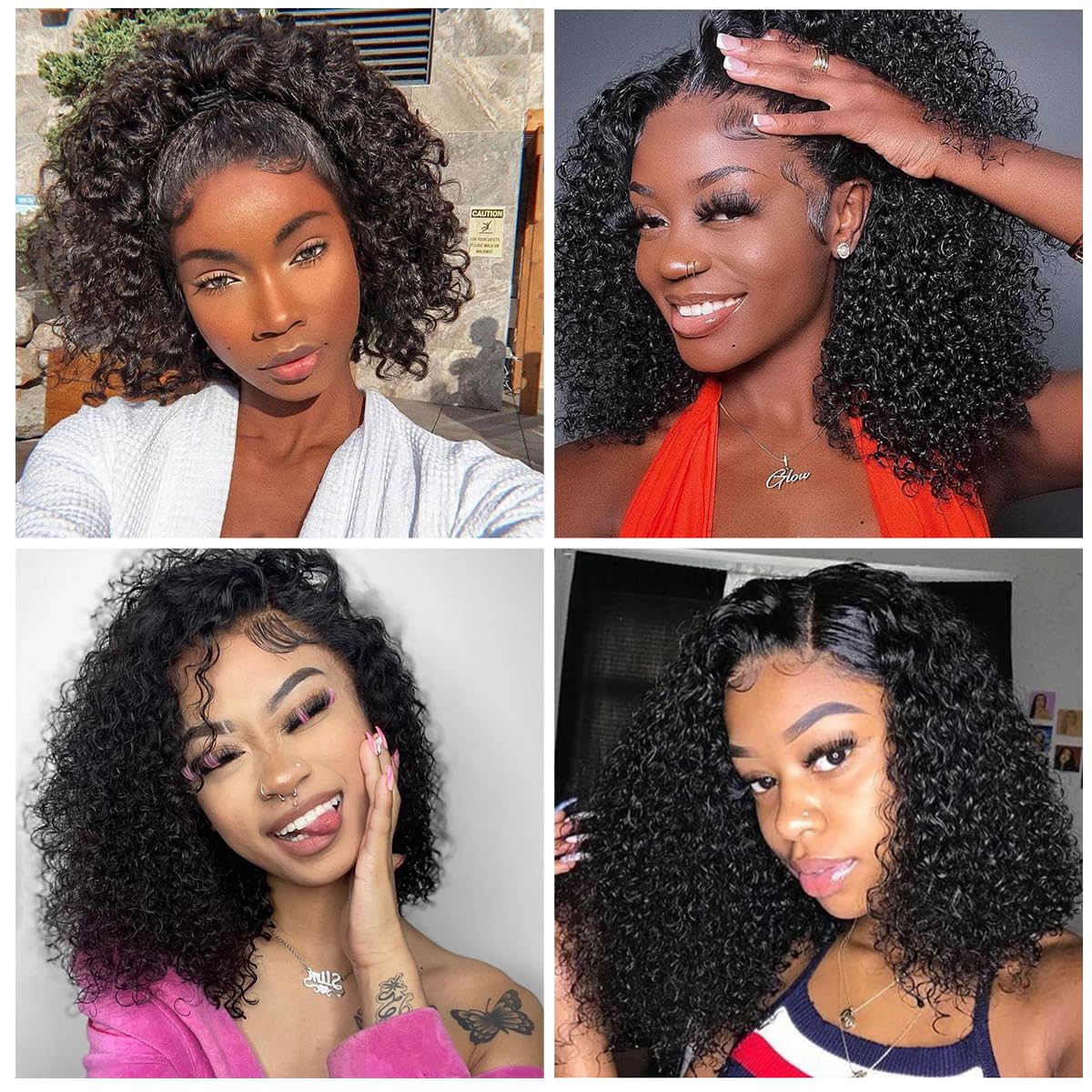 Curly Lace Front Wigs Human Hair 13X4 Kinky Curly Hd Lace Frontal Wig for Women Short Curly Human Hair Wigs Pre Plucked Deep Curly Transparent Lace Wigs 180 Density Glueless Human Hair Curly Wigs