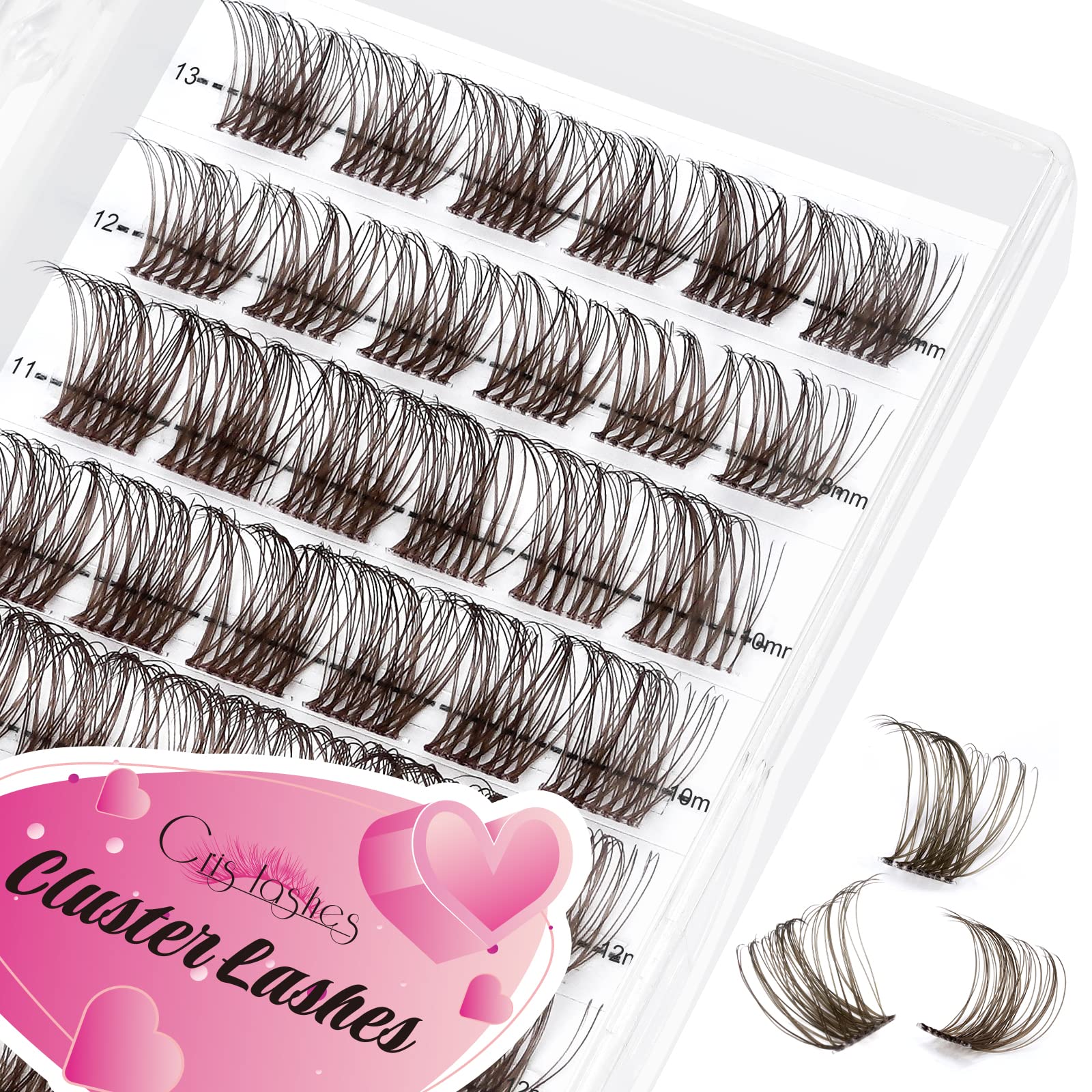 Cluster Lashes, Crislashes Lash Clusters 13 Rows Soft, DIY Eyelash Extensions, 78 PCS Resuable Cluster Eyelash Extensions at Home (F16 Mix 8-16mm-Brown)