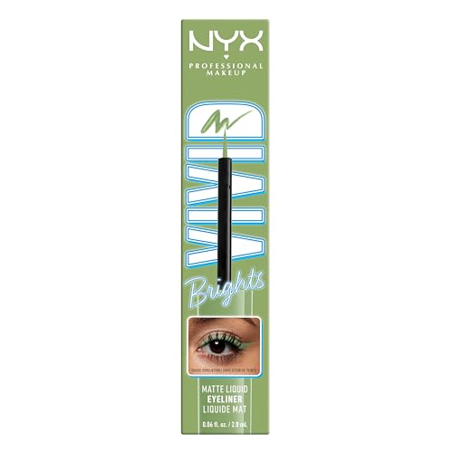 NYX PROFESSIONAL MAKEUP Vivid Brights Liquid Liner, Smear-Resistant Eyeliner with Precise Tip - Ghosted Green