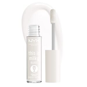 nyx professional makeup this is milky gloss, lip gloss with 12 hour hydration, vegan - coquito shake (milky clear)