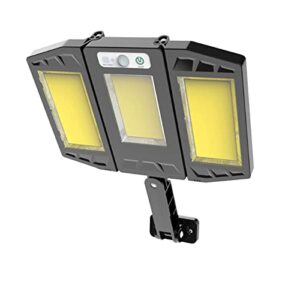 amikadom #t70095 solar street light, ip65 waterproof, dusk to da-wn with motion sensor led security flo-od light for parking lot, remo