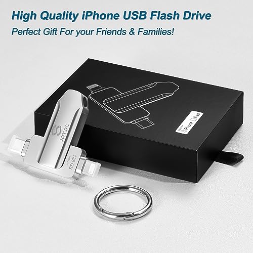 JSL JDTDC MFi Certified 128GB iPhone-16-Photo-Stick USB C & Lightning Flash Drive for iPhone 16/15/14/13/12 Thumb-Drive-for-iPad-Memory External-Storage-Android-Photo-Backup iPhone-Photo-Tansfer-Stick