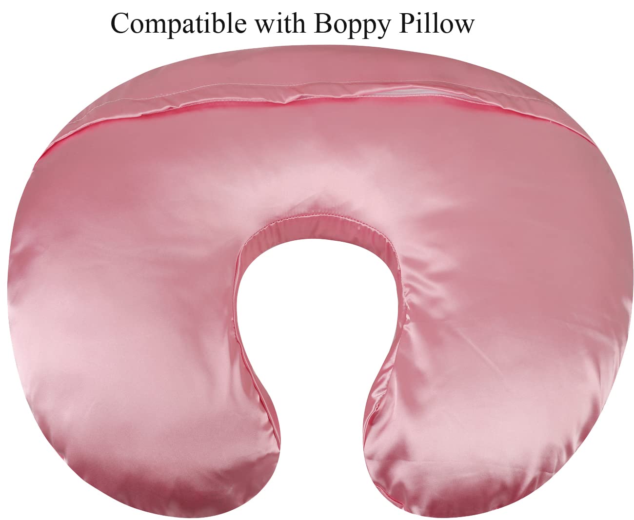 Satin Nursing Pillow Cover Set 2 Pack Ultra Soft Silk Compatible with Boppy Pillow for Breastfeeding Pillow Protect for Baby Hair and Skin White & Pink