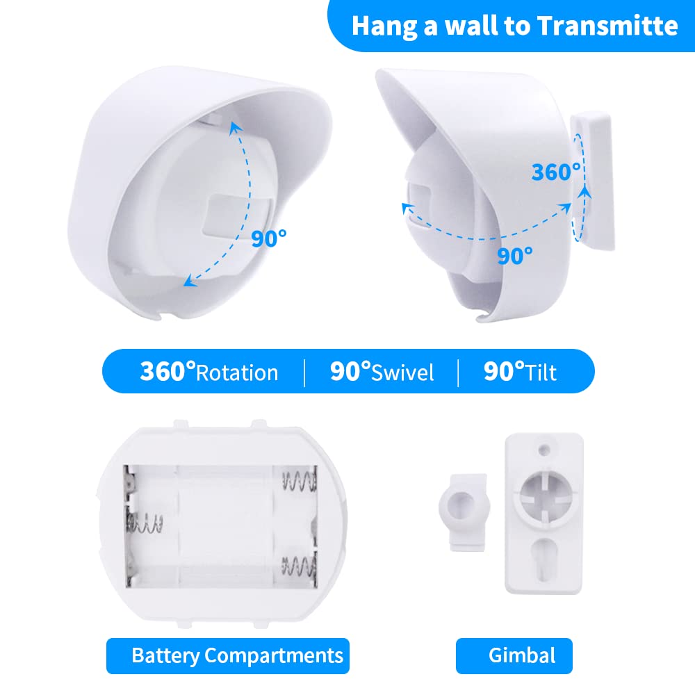 Wireless Driveway Alarm Weatherproof Outdoor Motion Sensor Detector Security Alert-Protect Outdoor/Indoor Property-328 ft Long Range -38 Chimes (2 Receiver and 1 Sensors)