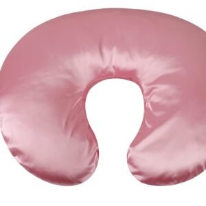 Satin Nursing Pillow Cover Set 2 Pack Ultra Soft Silk Compatible with Boppy Pillow for Breastfeeding Pillow Protect for Baby Hair and Skin White & Pink