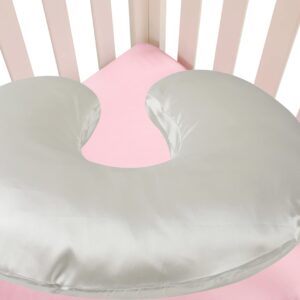 Satin Nursing Pillow Cover Set 2 Pack Ultra Soft Silk Compatible with Boppy Pillow for Breastfeeding Pillow Protect for Baby Hair and Skin White & Pink