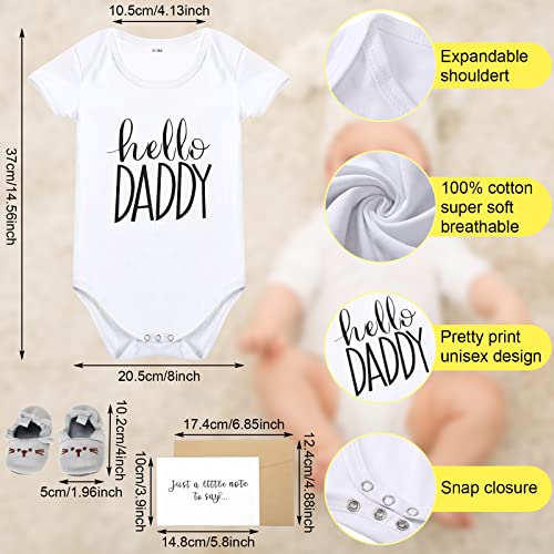 Surprise Pregnancy Announcements for Dad Pregnancy Test Keepsake Box Wooden Baby Announcement Box Hello Daddy Baby Bodysuit Baby Shoes Pregnancy Reveal Card Envelope Baby Gift Sets for Husband Partner