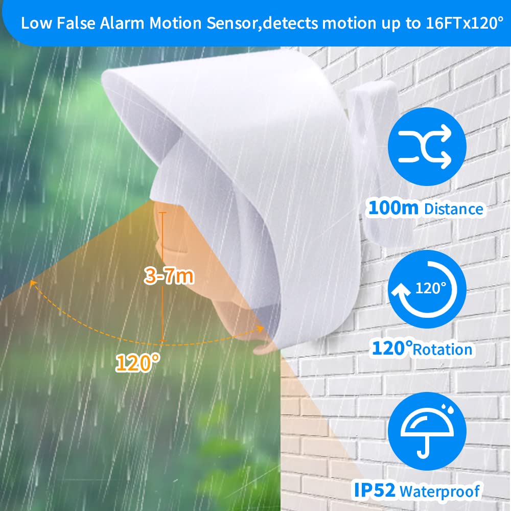 Wireless Driveway Alarm Weatherproof Outdoor Motion Sensor Detector Security Alert-Protect Outdoor/Indoor Property-328 ft Long Range -38 Chimes (2 Receiver and 1 Sensors)