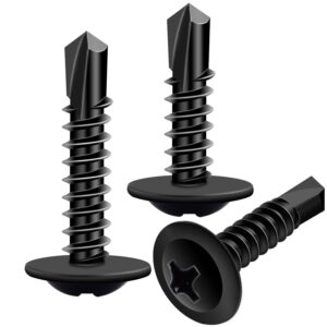 weideer 100pcs #8 self tapping screws for matal sheet metal screws 410 stainless steel assortment kit black oxide truss head screws (1/2" 50pcs+3/4" 50pcs)