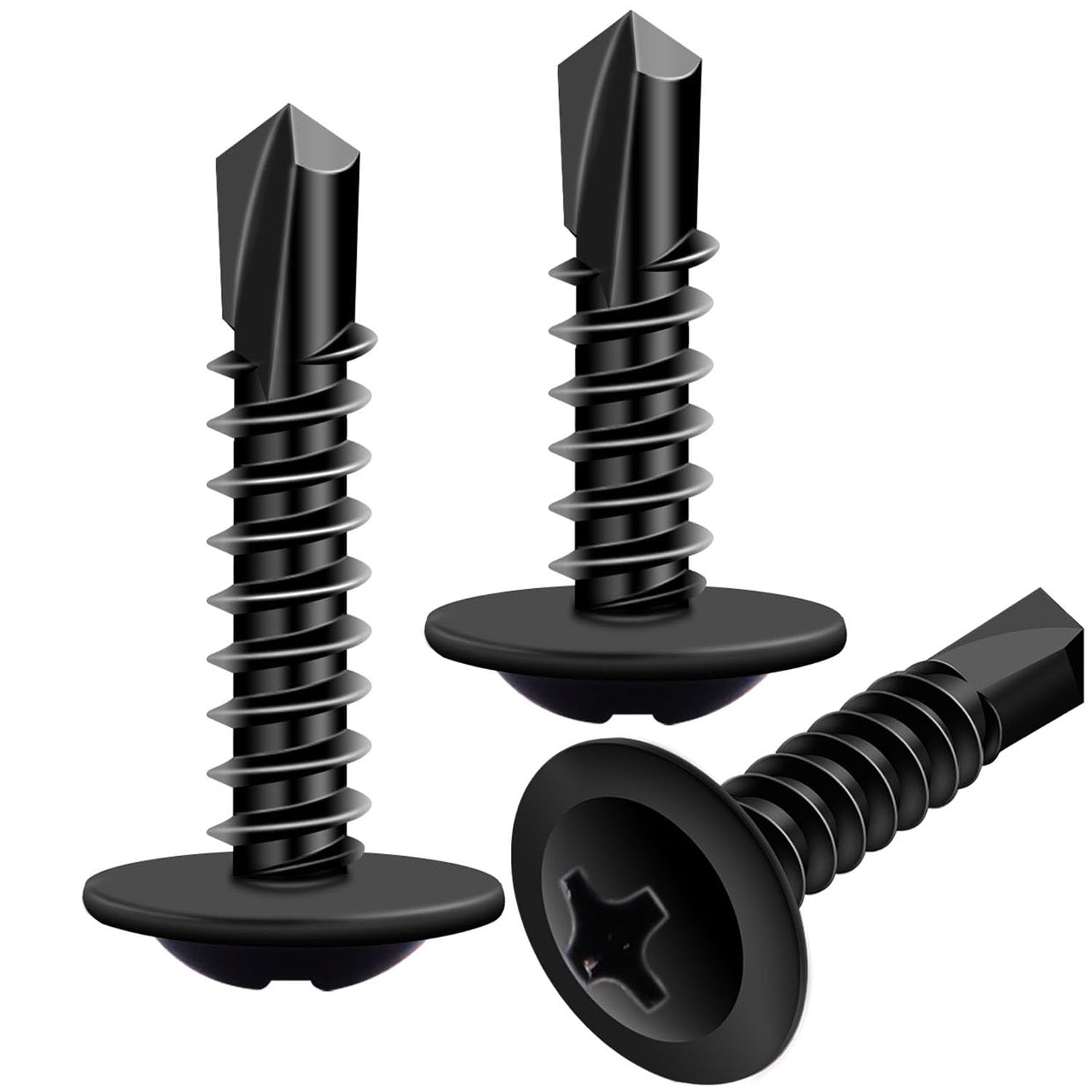 weideer 100pcs #8 Self Tapping Screws for matal Sheet Metal Screws 410 Stainless Steel Assortment Kit Black Oxide Truss Head Screws (1/2" 50pcs+3/4" 50pcs)