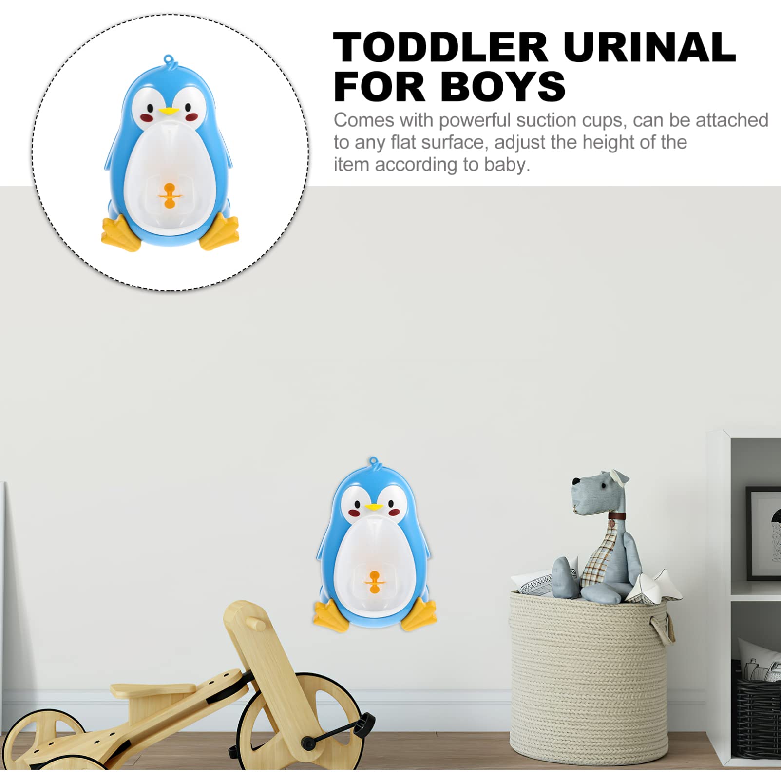 Potty Training Urinal Penguin Kids Potty Pee Urine Children Standing Urinal Potty Trainer Wall Hanging Boy Bathroom Toilet Portable Urinal for Home Nursery Kindergarten Blue