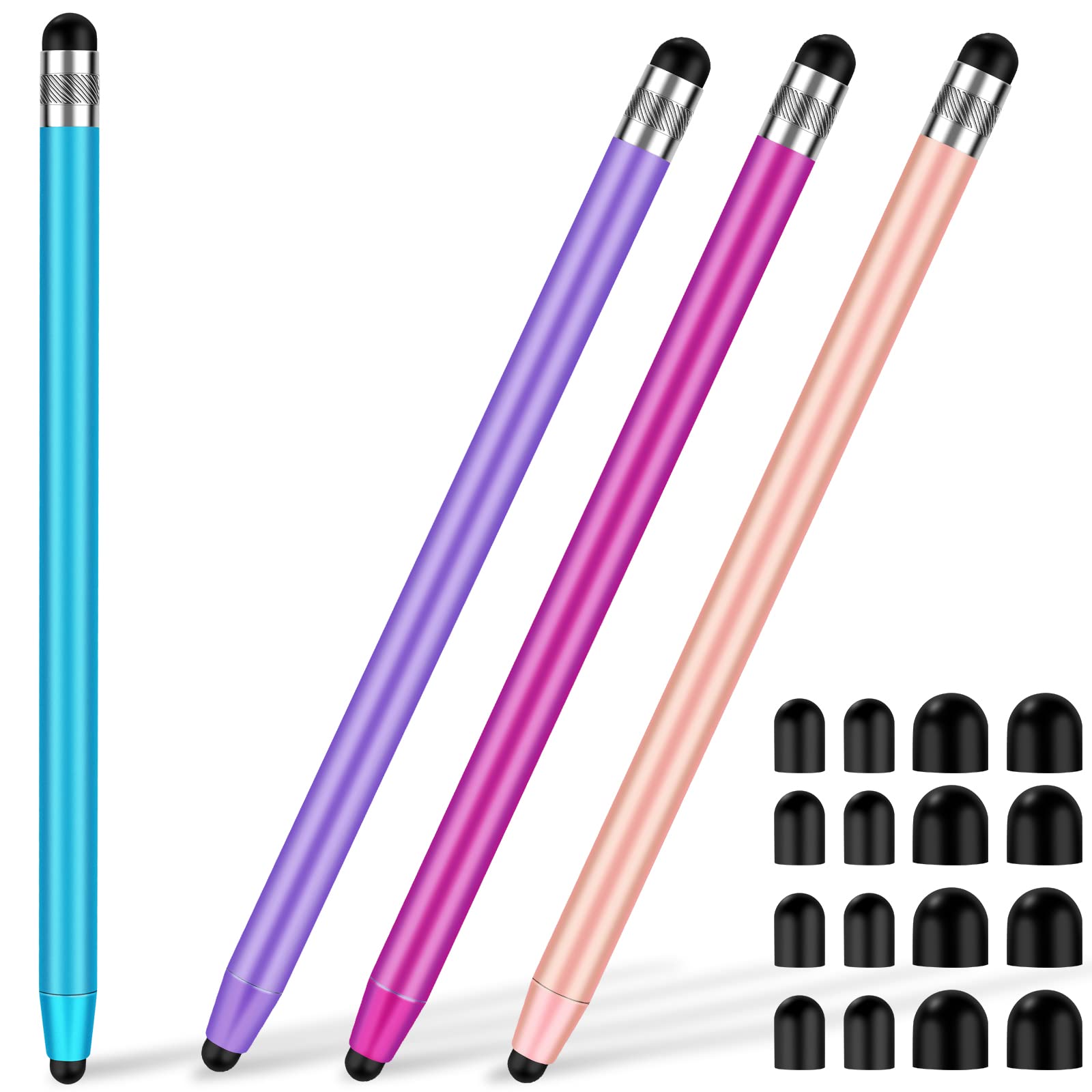 Stylus Pens for Touch Screens, CCIVV 4 Pack Stylus Compatible with iPhone, iPad Pro, Samsung Galaxy, Tablets and All capacitive Touch Screen Devices, 16 Extra Replaceable Tips