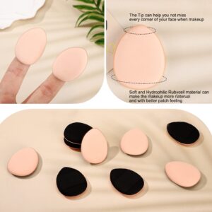 48 Pcs Powder Puff Mini Makeup Sponges Finger Size Face Powder Puff with Strap Water Drop Shaped Makeup Puff for Contouring Foundation Concealer Repair Cream Wet Dry Makeup Tool (Black)