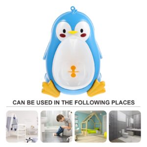 Potty Training Urinal Penguin Kids Potty Pee Urine Children Standing Urinal Potty Trainer Wall Hanging Boy Bathroom Toilet Portable Urinal for Home Nursery Kindergarten Blue