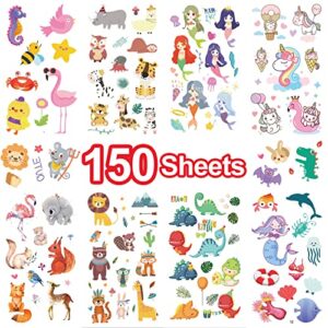 metker tattoos for kids - 150 sheets(1700 mixed styles patterns) | temporary tattoos stickers for girls and boys | goody bag favor for parties | non-toxic、skin-safe*、cosmetic-grade