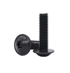 10pcs m8-1.25 x 35mm flanged button head socket cap screw bolts, allen socket drive, black oxide finish, carbon steel 10.9 grade,din7380