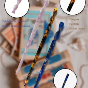 12 Pieces Acetate Hair Sticks Tortoise Shell Hairpin Leopard Shell Hair Pins Chinese Hair Sticks for buns Hair Styling Accessories Hair Chopsticks for Women Girls,12 Style Not Repeating Pattern