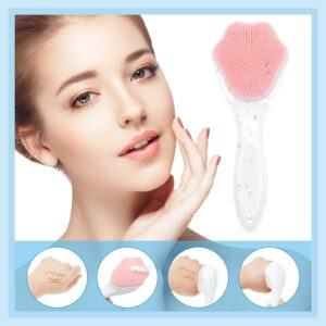 3 Pieces Silicone Face Scrubber, exfoliating Brush, Handheld Silicone Facial Cleansing Brush with 3 Pcs Double Sided Lip Scrub Brush Face Cleansing Brush Tools for Face Skincare(Fresh)