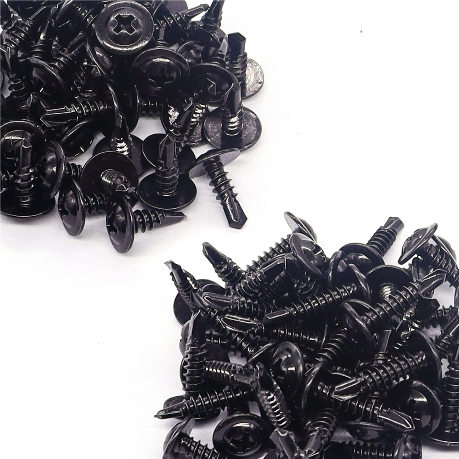 weideer 100pcs #8 Self Tapping Screws for matal Sheet Metal Screws 410 Stainless Steel Assortment Kit Black Oxide Truss Head Screws (1/2" 50pcs+3/4" 50pcs)