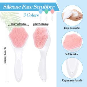 3 Pieces Silicone Face Scrubber, exfoliating Brush, Handheld Silicone Facial Cleansing Brush with 3 Pcs Double Sided Lip Scrub Brush Face Cleansing Brush Tools for Face Skincare(Fresh)