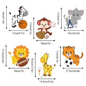 Supzone Cartoon Animal Sport Wall Decals Sports Balls Wall Stickers Jungle Monkey Lion Giraffe DIY Vinyl Wall Art Sticker for Kids Baby Nursery Playroom Bedroom Girls Boy Room Wall Decor