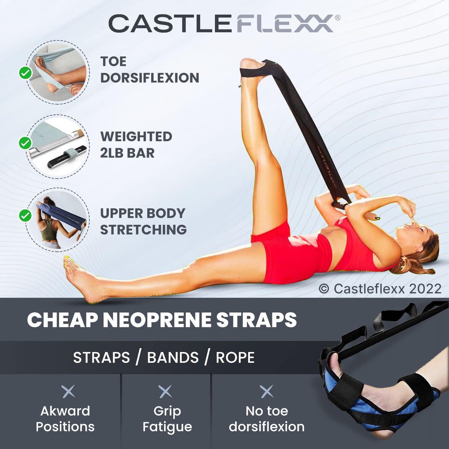 CastleFlexx | Aqua, Large | Mobility and Full Body Strengthening Device | Functional Stretching Fitness Tool For Workout