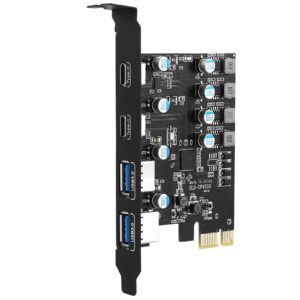 sinefine 4 ports pci-e to usb 3.0 expansion card (2 usb type-a and 2 usb type-c ports), internal converter pci express expansion card for desktop pc card, support windowsxp/7/8/10 and mac os