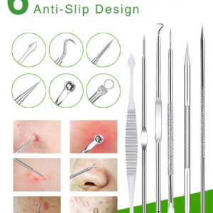 15 PCS Blackhead Remover Pimple Popper Tool Kit,Black Head Removal Extractor for Acne Comedone Whitehead Popping Zit Blemish Facial Skin Care Tools with Metal Case