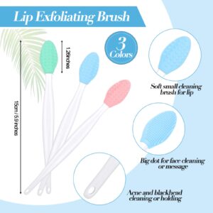 3 Pieces Silicone Face Scrubber, exfoliating Brush, Handheld Silicone Facial Cleansing Brush with 3 Pcs Double Sided Lip Scrub Brush Face Cleansing Brush Tools for Face Skincare(Fresh)