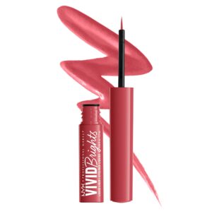 nyx professional makeup vivid brights liquid liner, smear-resistant eyeliner with precise tip - on red