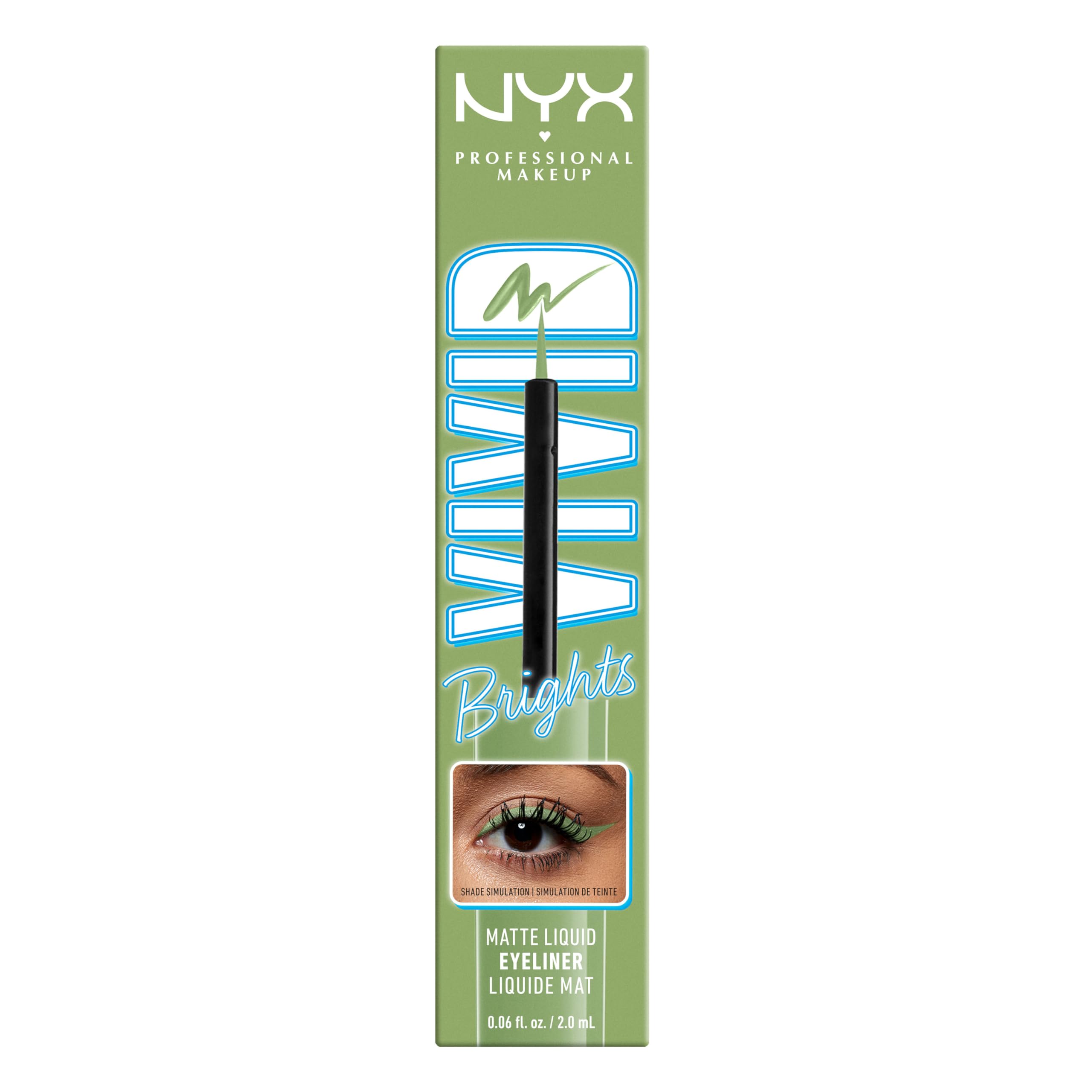 NYX PROFESSIONAL MAKEUP Vivid Brights Liquid Liner, Smear-Resistant Eyeliner with Precise Tip - Ghosted Green