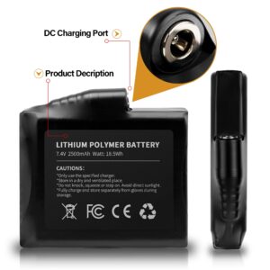 Luckcolor 7.4V 2500MAH/3000MAH Rechargeable Li-ion Batteries for Heated Gloves (2pcs Included) (2500MAH)