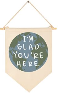 glad you're here-inclusive classroom decor-welcome gift-teacher gift-canvas hanging pennant flag banner wall sign decor gift-birthday christmas gift