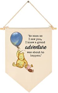 as soon as i saw you-adventure was about to happen-christmas birthday party bunting-baby gift shower-winie wall flag decor gift the pooh-banner sign gift for nursery bedroom playroom front door